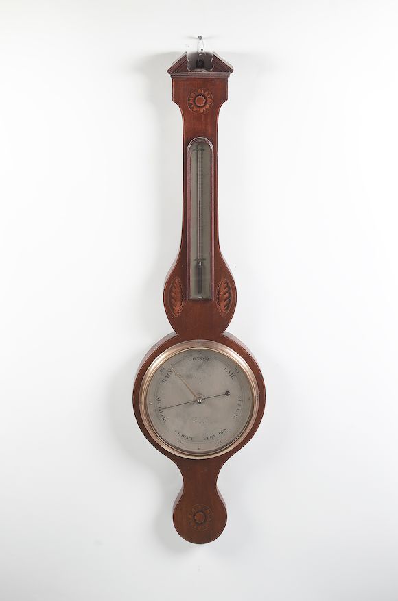 Bonhams : An early 19th century inlaid mahogany wheel barometer A ...