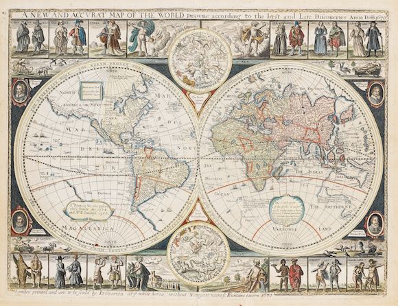 Bonhams : WORLD OVERTON (JOHN) A New and Accurat Map of the World ...