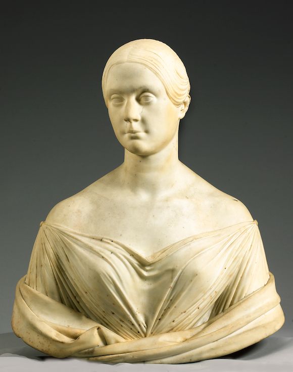 Bonhams : A late 19th century sculpted white marble bust of a ...