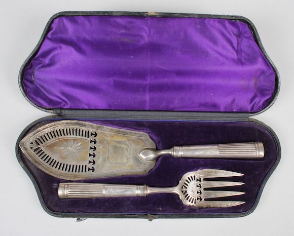 Bonhams : A George III fish slice The blade by Henry Chawner, the ...