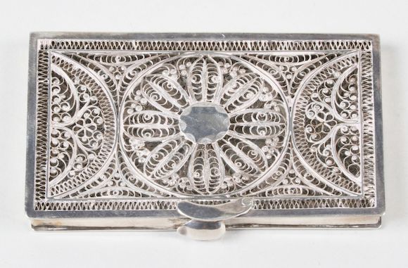 Bonhams : A late 19th century filigree card case Unmarked,