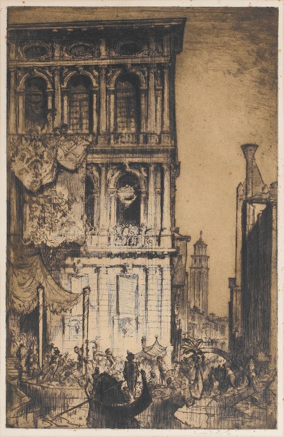 Bonhams : Sir Frank Brangwyn, R.A. (British, 1867-1956) Browning's House, Venice Etching, 1912 ...
