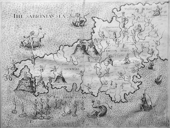 Bonhams : Michael Drayton Cornwall, Devonshire, uncoloured, circa 1620 ...