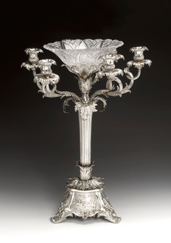 Bonhams : An early Victorian Irish silver presentation six-light ...