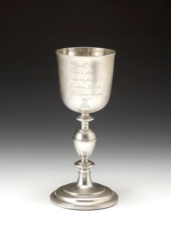 Bonhams : A George I silver chalice, by Isaac Liger, London 1716,