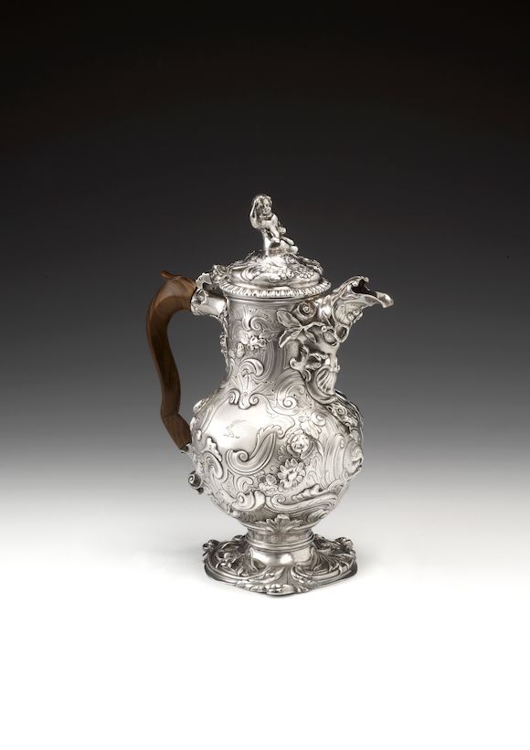 Bonhams : A George II silver Rococo coffee jug, by Thomas Gilpin ...