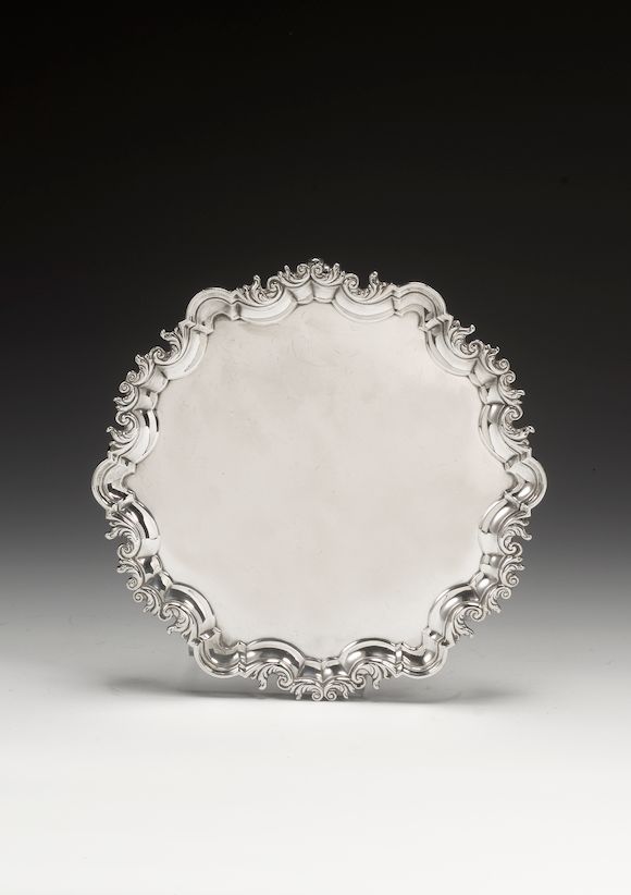 Bonhams : An 18th century Irish silver salver, maker's mark C. L struck ...