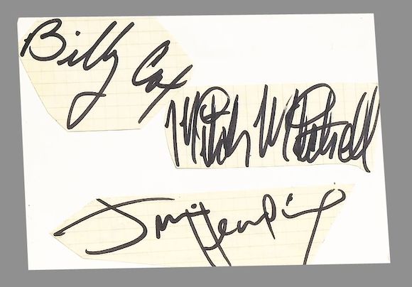 Bonhams : A scarce set of Jimi Hendrix Experience autographs, 1970,
