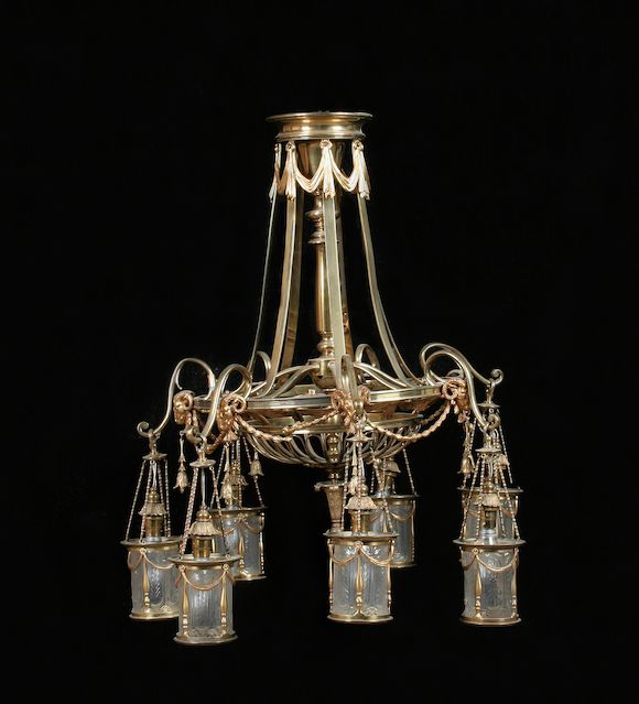 Bonhams : An early 20th century seven light gilt brass electrolierin ...