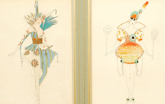 Bonhams : British School A set of five costume designs framed as one ...