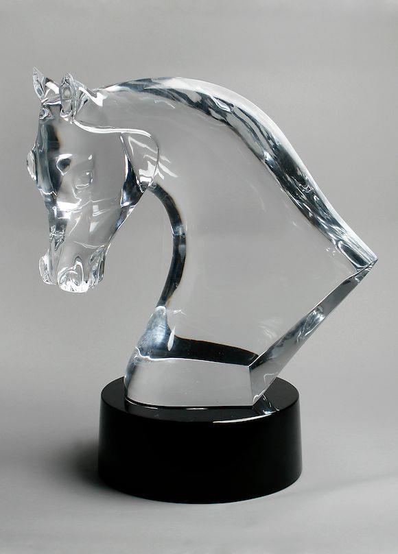 Bonhams : Lalique: "Tete De Cheval" a large crystal glass model of a ...