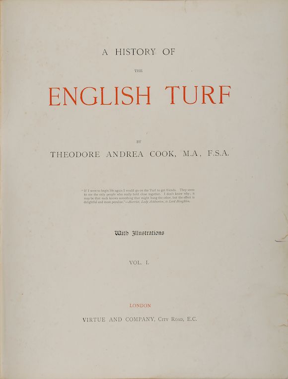 Bonhams : Theodore A. Cook The History of the English Turf