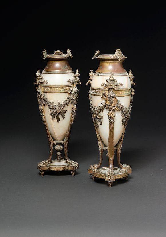 Bonhams : A pair of Neo-Grec style ormolu-mounted onyx Urns Third ...