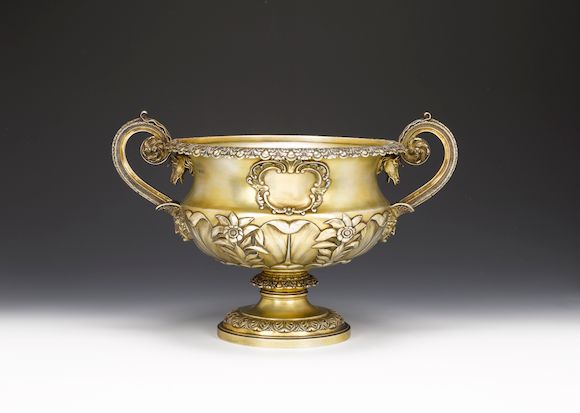 Bonhams : A George IV silver gilt two-handled trophy bowl, by Emes ...