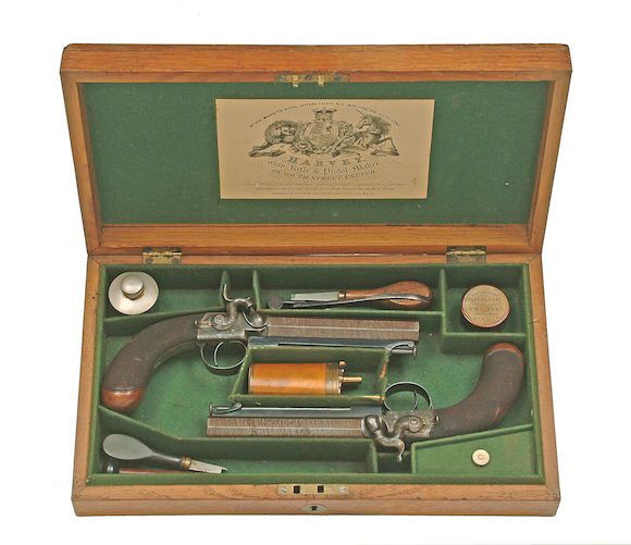 Bonhams : A Fine Pair Of Cased 32-Bore Percussion Box-Lock Belt Pistols