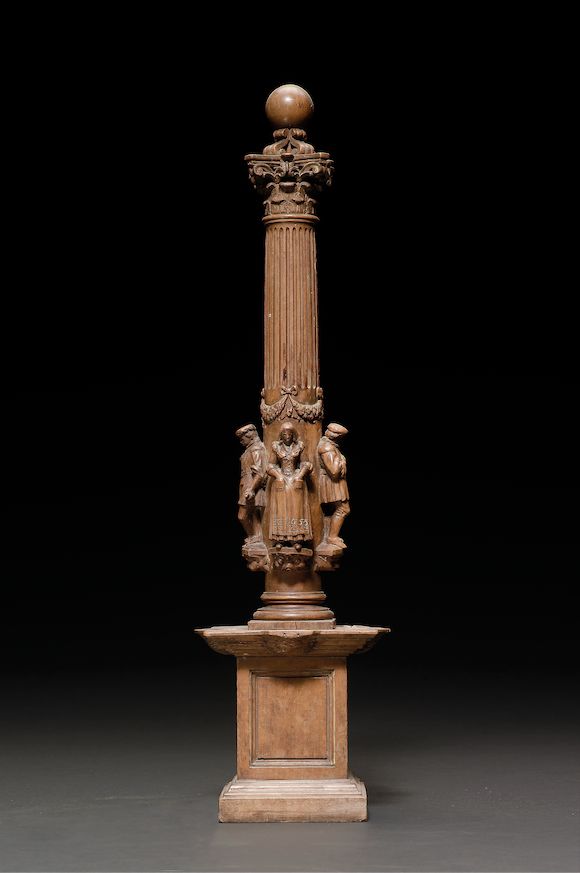 Bonhams : A 19th century Franco-Flemish carved boxwood model of a column