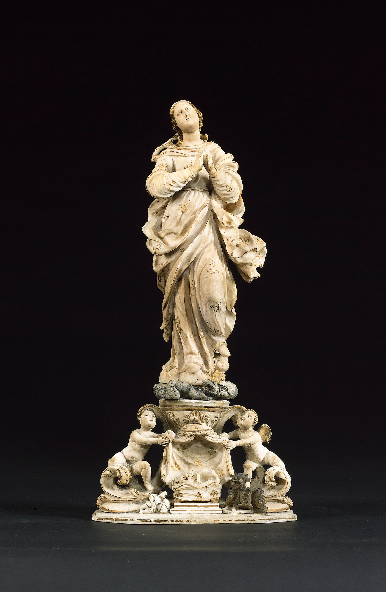An 18th century Sicilian alabaster figure of the Immaculate Conception ...