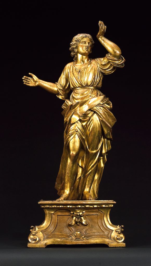 Bonhams : A 18th century South German/ North Italian gilt carved figure ...