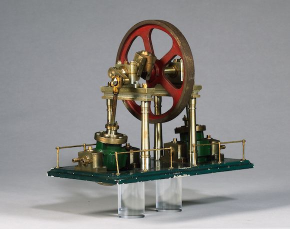Bonhams : A model single cylinder four pillar beam pumping engine ...