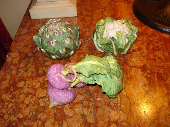 Bonhams : A collection of three modern glazed porcelain vegetable models