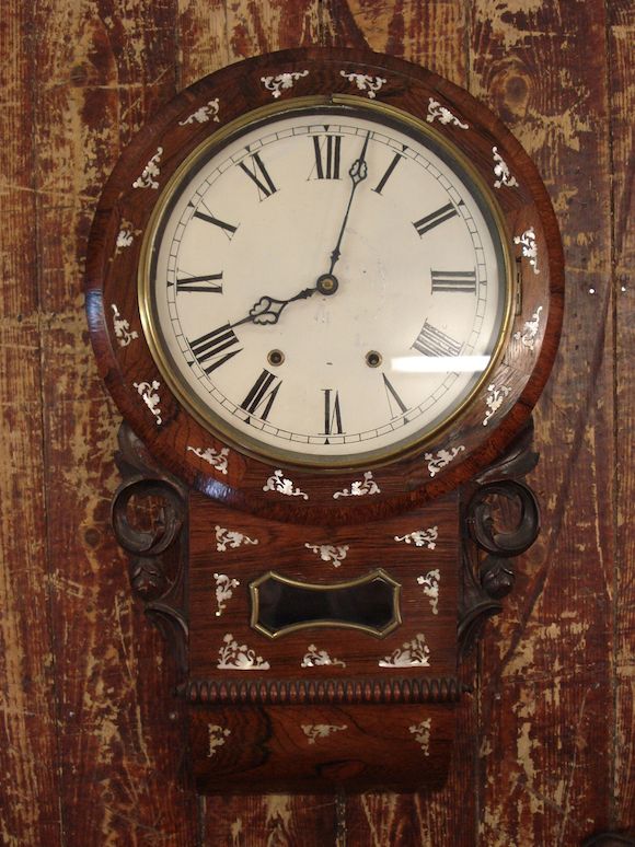Bonhams : A Victorian rosewood and mother-of-pearl inlaid wall clock ...