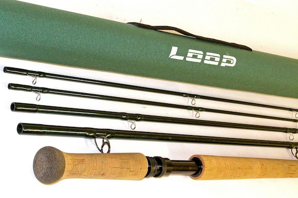 Bonhams : A Loop Green Line four piece carbon salmon fly rod 14ft