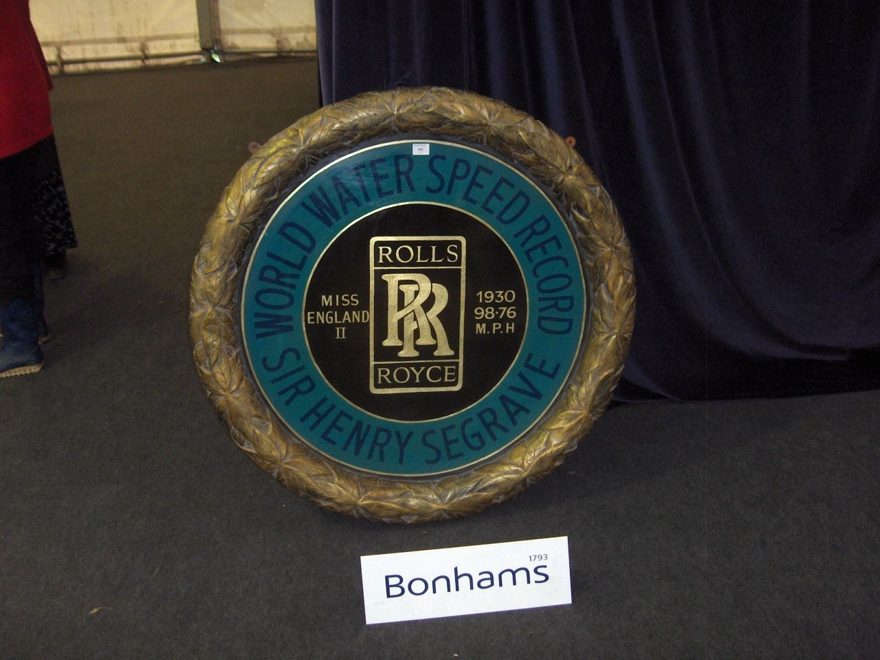 Bonhams Cars : A hand-painted 'Sir Major Henry Segrave's World Water ...