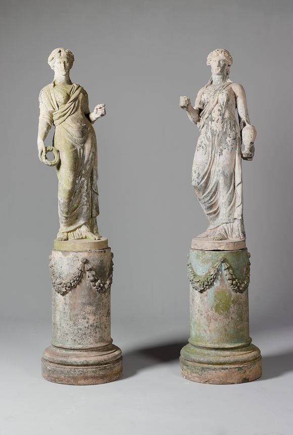 Bonhams : A good pair of late 19th century artificial stone figures of ...