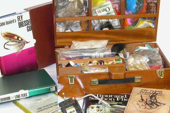 Bonhams : A Tara design mahogany fly tying box