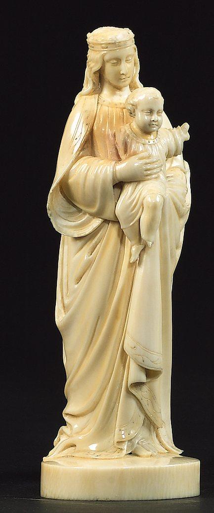 Bonhams A 19th Century Carved Ivory Figure Of The Virgin
