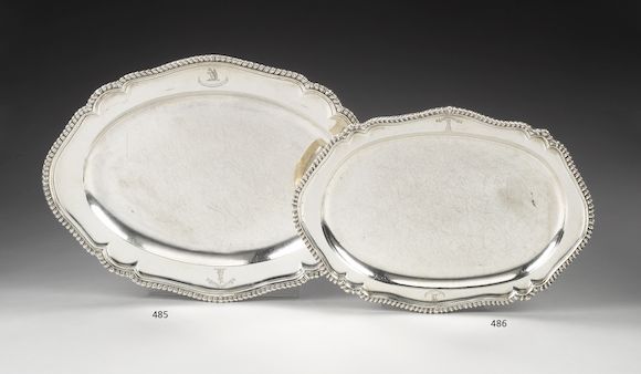 Bonhams : A George II silver re-shaped meat platter with later ...