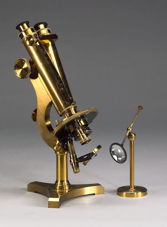 Bonhams : An R & J Beck brass compound binocular microscope, English ...