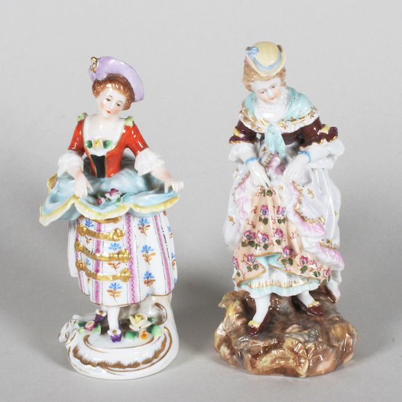 Bonhams : A Samson figure of a flower seller, and a Volkstedt figure