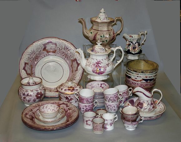 Bonhams : A large assortment of pink lustre ware