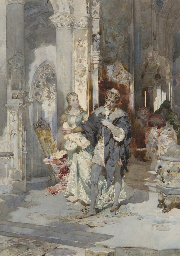 Bonhams : Sabastiano Guzzone (Italian, 1856-1890) Elegant figures in a ...