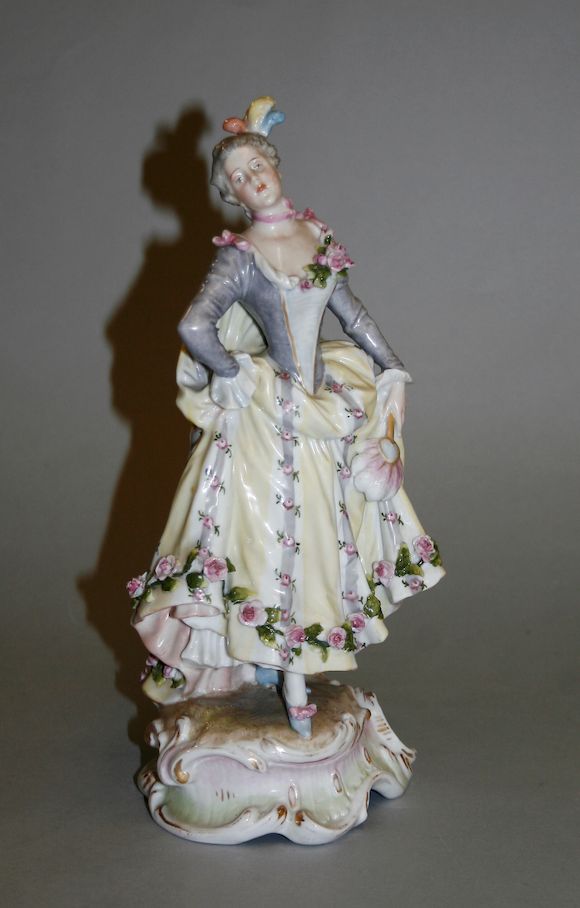 Bonhams : A German porcelain figure of a lady 20th century,