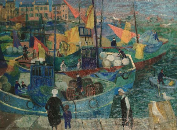 Bonhams : Ruth Burden (British, born 1925) Breton fishing boats
