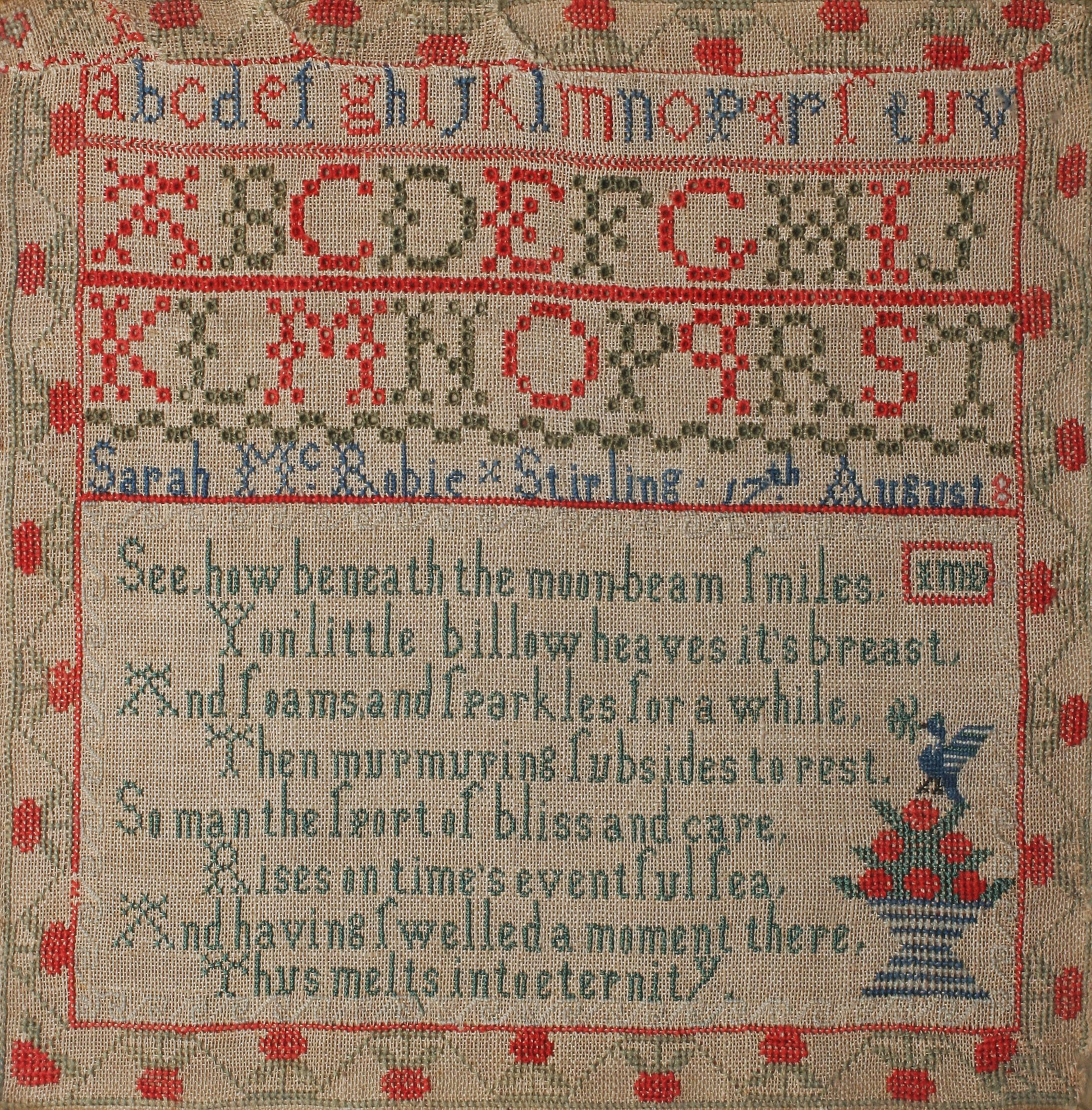 Two 19th century alphabet samplers, one - auctions & price archive