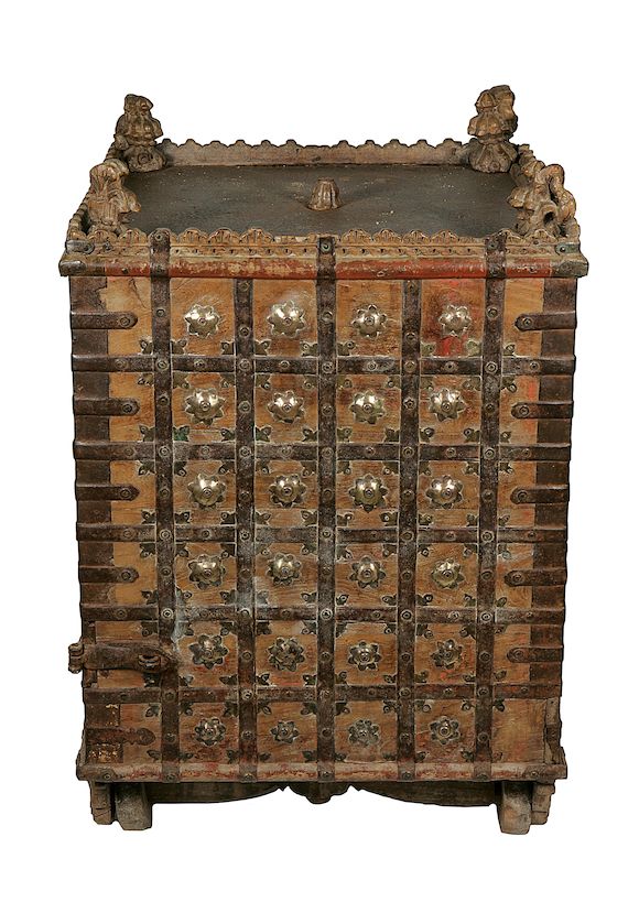 Bonhams : A Jain [Sanskrit: Jaina] temple, offering chest on wooden wheels;