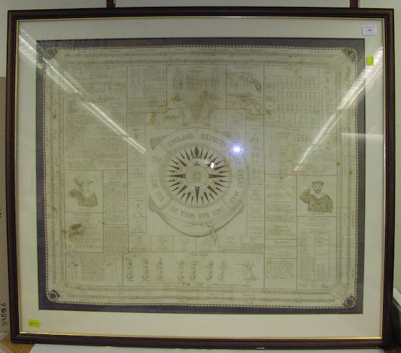 Bonhams : A Framed Victorian Sailor's Printed Kerchief 38.5x33in(98x84cm)