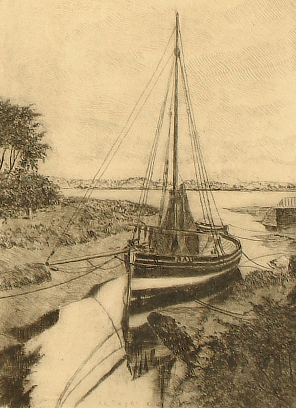 Bonhams : A.H. Geyer (20th Century) 'An Alloa Fishing Boat' (P) 20 x ...