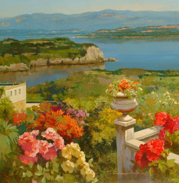 Bonhams : ****Lombardi (Italian, 20th Century) Veranda overlooking the sea