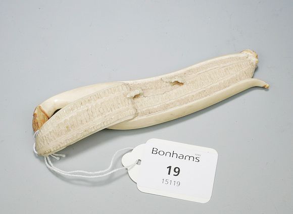 Bonhams : An ivory carving of a banana Meiji period