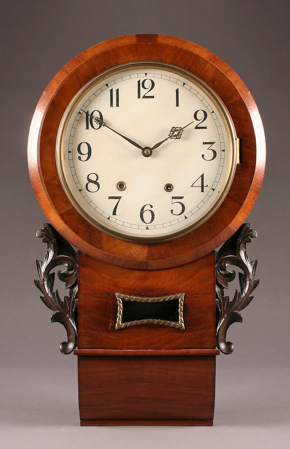 Bonhams : A walnut-cased 'drop dial' wall clock, mid-19th Century
