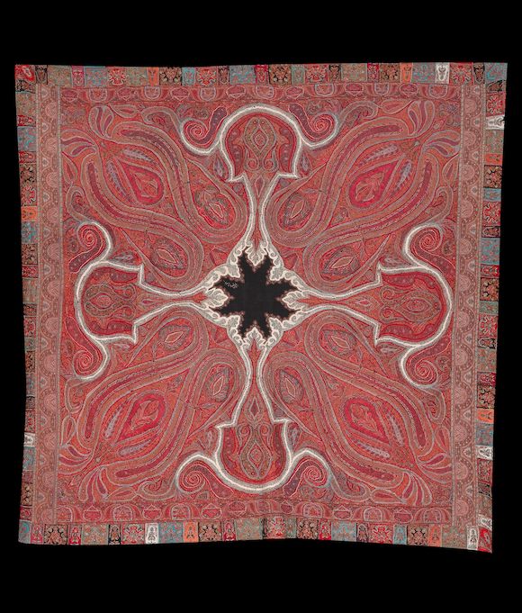 Bonhams : A woven and silk embroidered wool Shoulder Mantle (rumal ...