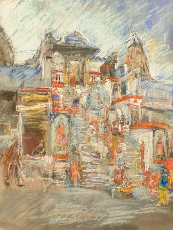 Bonhams : Anthony Eyton RA (British, born 1923) Steps in India