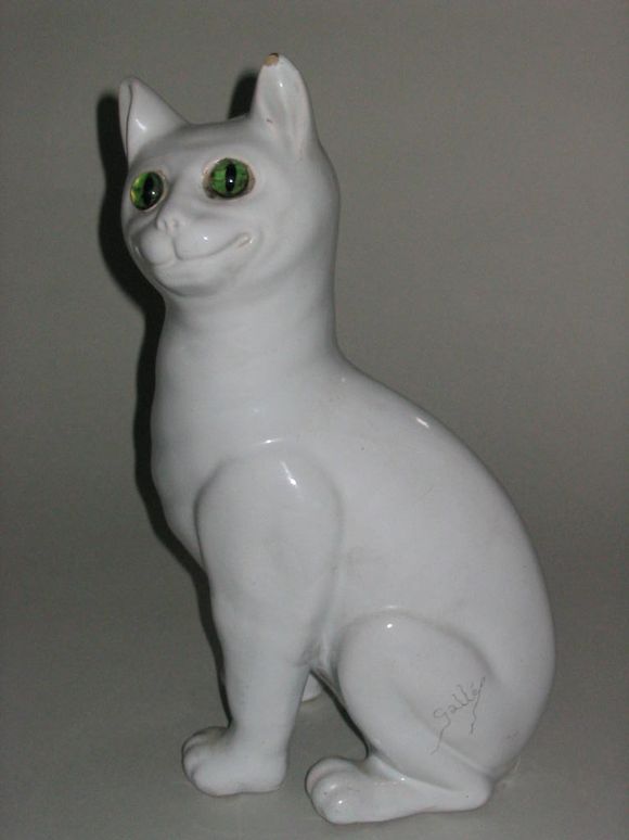 Bonhams : A French faience model of a cat, signed Galle.