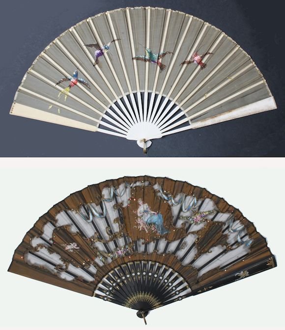 Bonhams : An early 20th century white gauze fan and a late Victorian ...