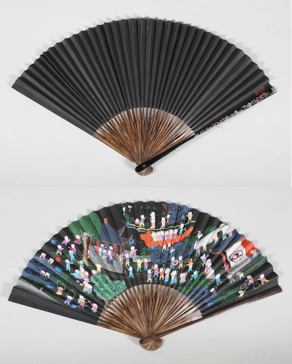 Bonhams : Five Chinese paper leaf fans