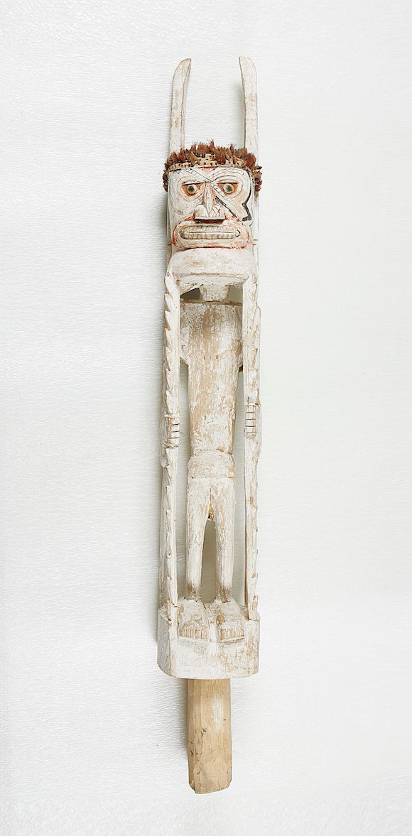 Bonhams : A painted-wood totemic figure